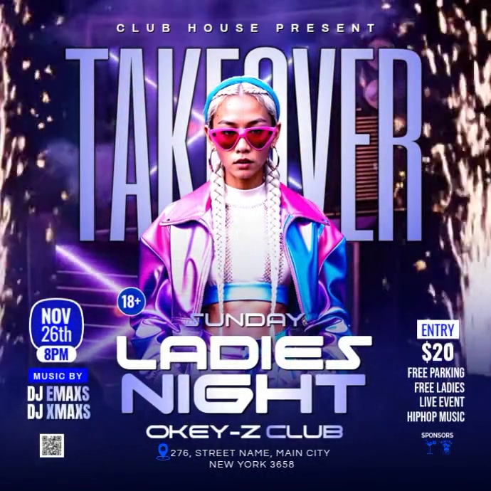 Purple Sunday Takeover Ladies Night Party Template | PosterMyWall