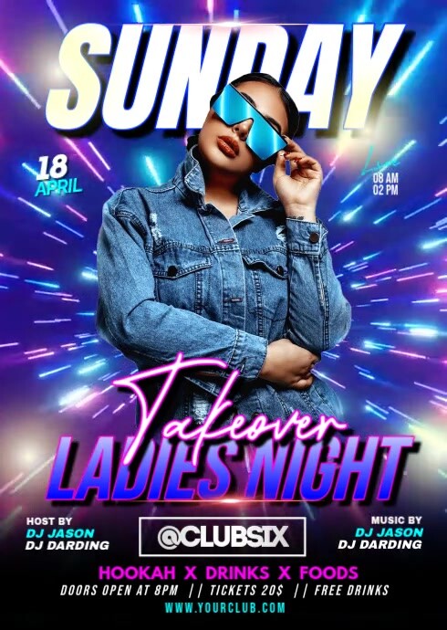 Purple Sunday Takeover Night Party Video Flyer A6 Template | PosterMyWall
