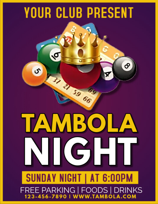 Plantilla de Purple Tambola Night Flyer (us Letter) | PosterMyWall