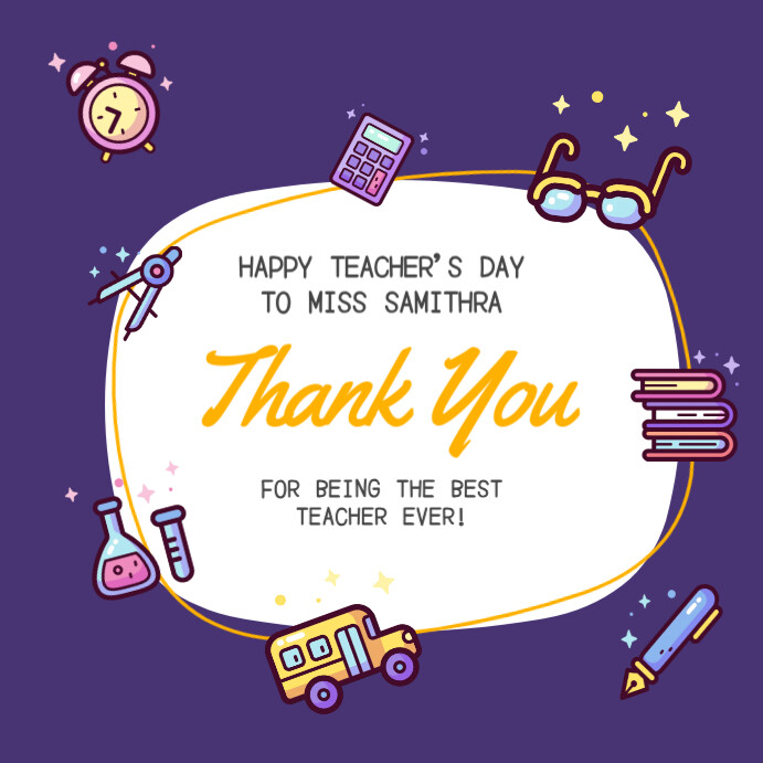 Purple Teacher's Day Post Template | PosterMyWall