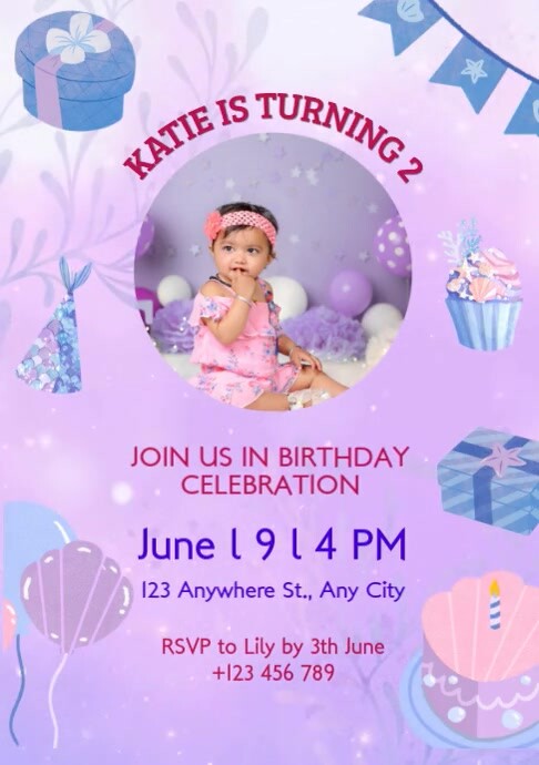 Purple Theme Birthday Invitation Template | PosterMyWall