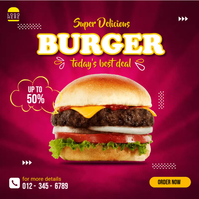 Purple Theme Burger Ads Template | PosterMyWall