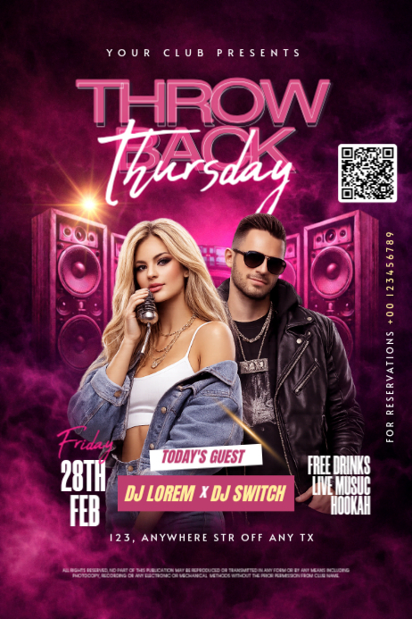 Plantilla de Purple Throwback Thursday Club Event Poster | PosterMyWall