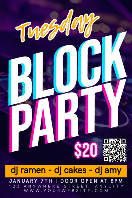 Purple Tipografi Block Party Poster Template | PosterMyWall