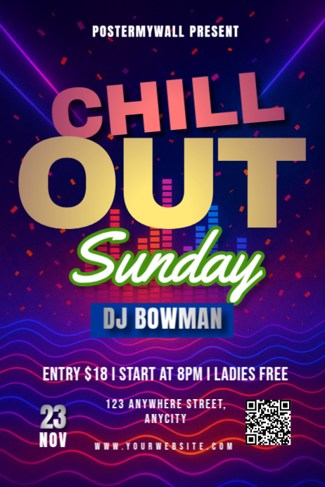 Purple Tipografi Chillout Sunday Poster Template | PosterMyWall