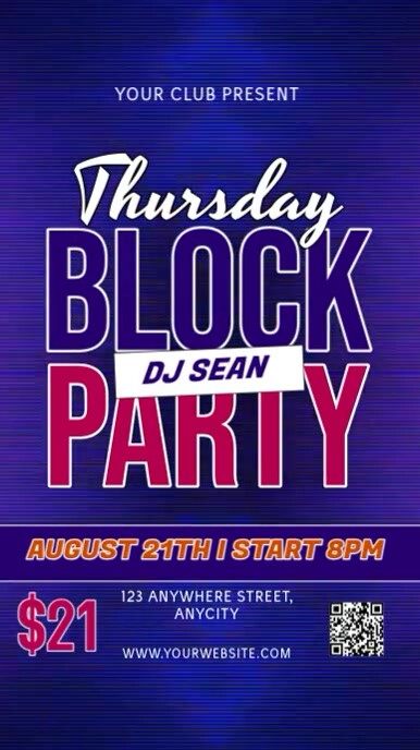 Purple Tipografi Thursday Block Party Reel Instagram Template ...