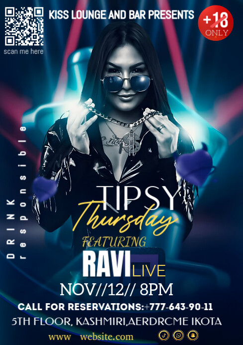 Purple Tipsy Thursday A4 Template | PosterMyWall