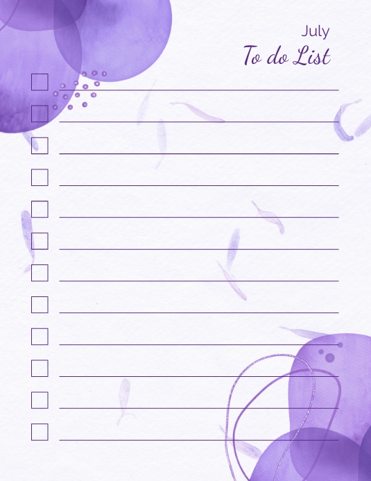 Purple To Do List printable template | PosterMyWall