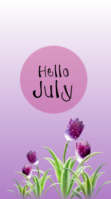 purple tulip hello july Template | PosterMyWall