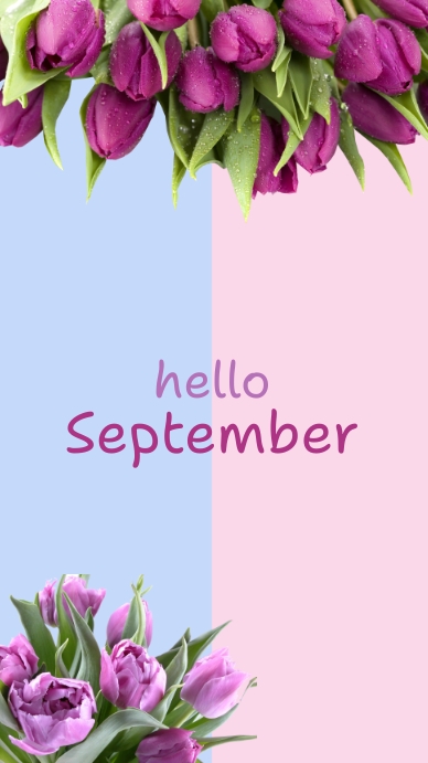 purple tulip hello september instagram Template | PosterMyWall