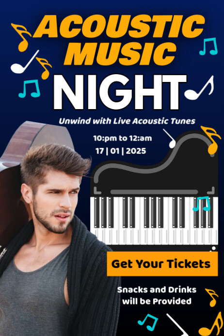 Purple Typographic Acoustic Music Night Poster Template | PosterMyWall