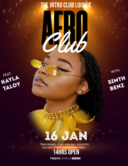 Purple Typographic Afro Club Flyer (us Letter) Template | PosterMyWall