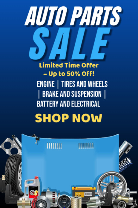 Purple Typographic Auto Parts Sale Poster Template | PosterMyWall