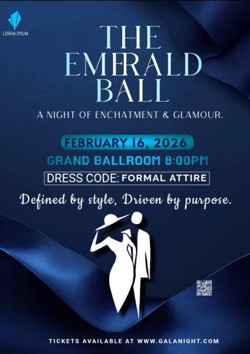 Purple Typographic Ball Party 2026 A4 Template | PosterMyWall