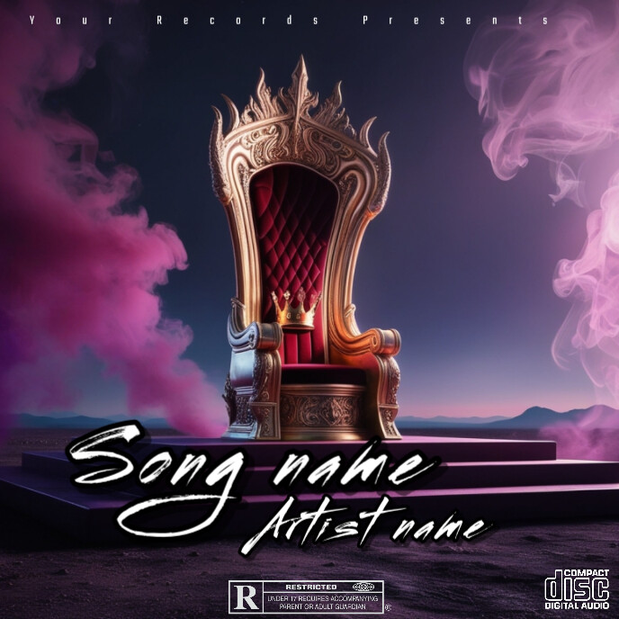 Copia de Purple Typographic Boss Chair Song fog Album Cover | PosterMyWall