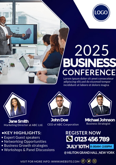 Copy of Purple Typographic Business Conference flyer A4 | PosterMyWall