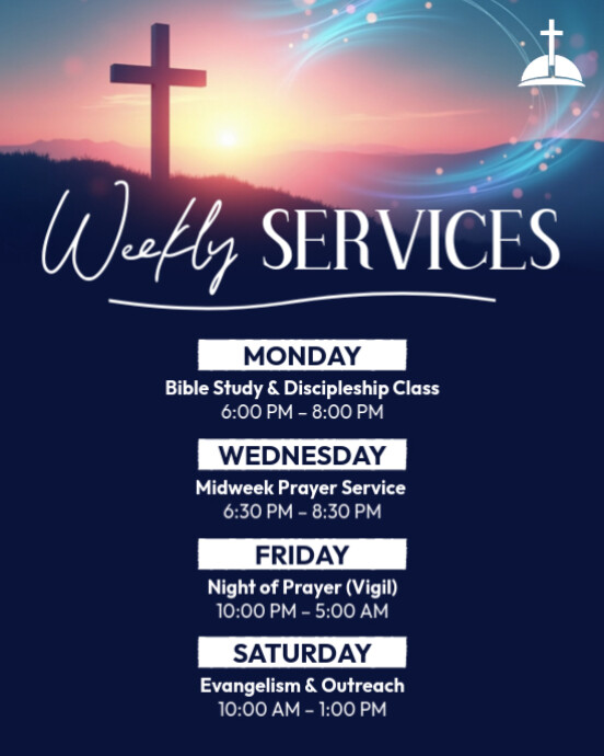 Copy of Purple Typographic Editable Weekly Church Service Schedule ...