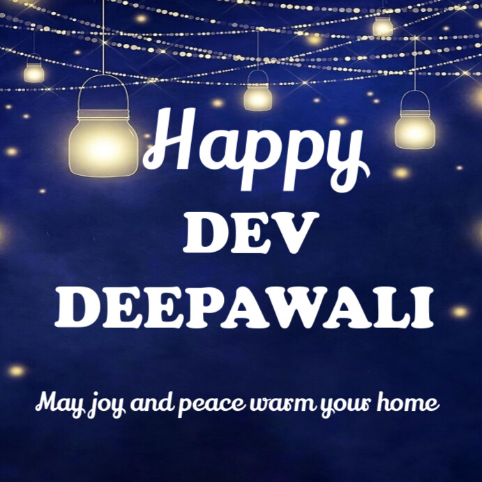 Plantilla de Purple Typographic Happy Dev Deepawali Celebration Wishes Template Instagram Post ...