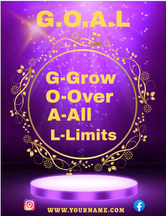 Purple Typographic Inspirational Quotes About Goal Achievement Flyer ...