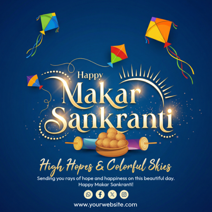 Purple Typographic Makar Sankranti Instagram Post Template | PosterMyWall