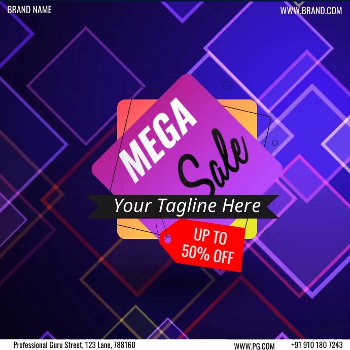 Purple Typographic Mega Sale Ads Instagram Po Template | PosterMyWall