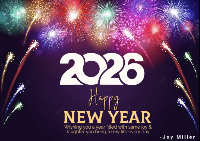 Purple Typographic New Year Friend Wish A4 Template | PosterMyWall