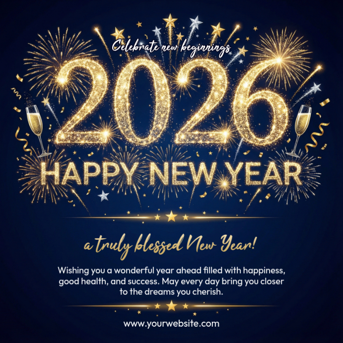 Purple Typographic New Year Wishes Square (1:1) Template | PosterMyWall