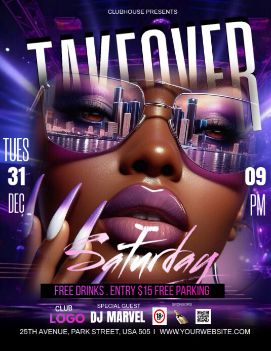 Copy of Purple Typographic Takeover Party Flyer (us Letter) | PosterMyWall