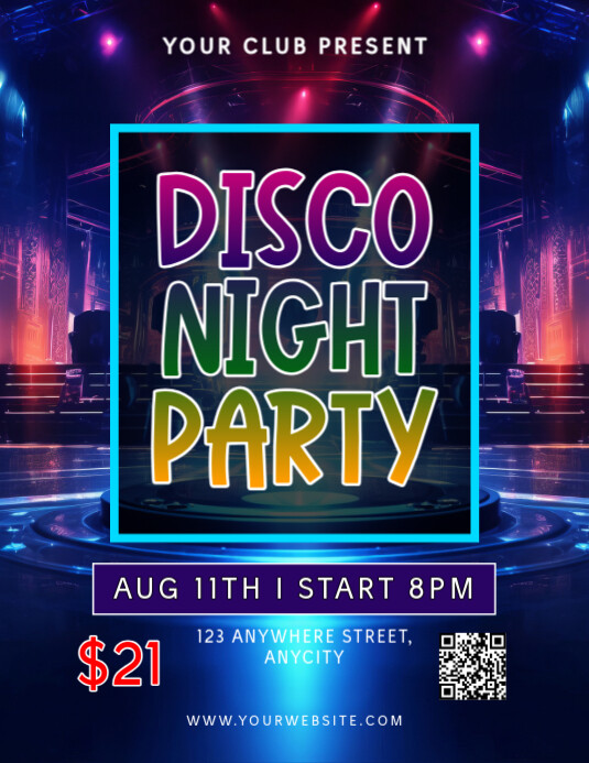 Purple Typographic Turn Up Party Flyer (us Letter) Template | PosterMyWall