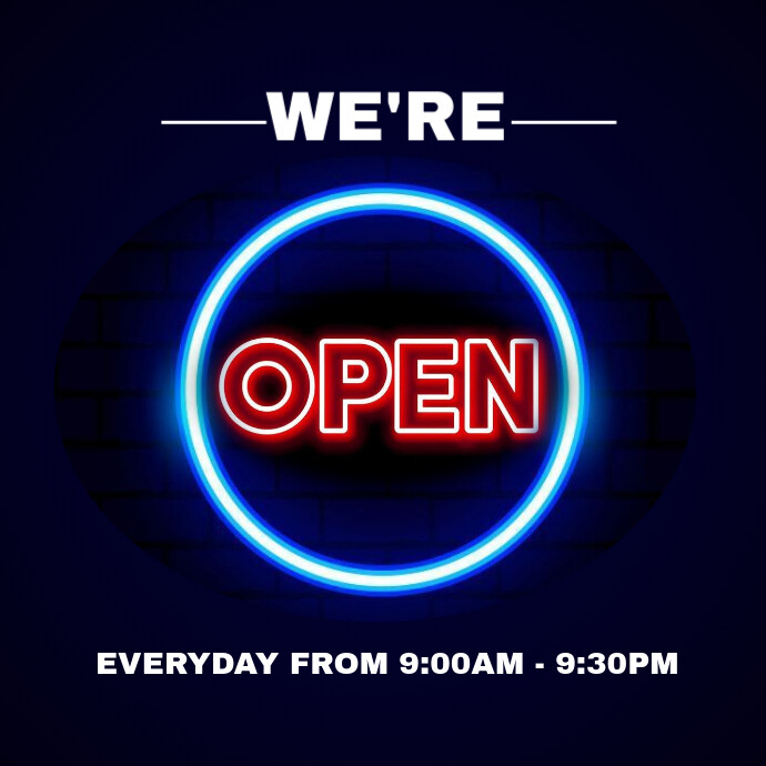 Purple Typographic We Are Open Logo Template | PosterMyWall