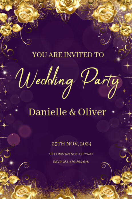 Copy of Purple Typographic Wedding Invitation Cards Poster | PosterMyWall