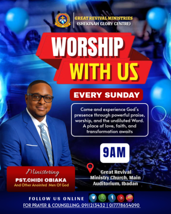 Purple Typographic Worship With Us Every Sunday Instagram Portrait ...