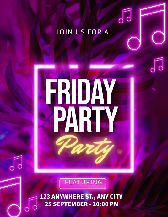 Purple Typography Friday Night Party Flyer ( Template | PosterMyWall