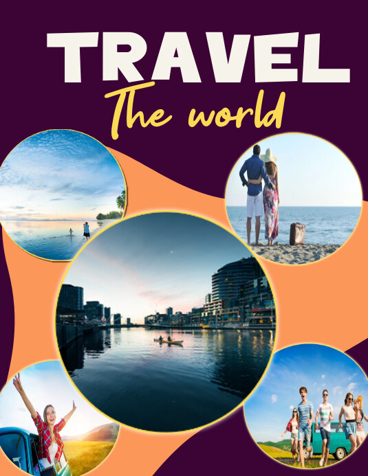 Purple Typography Travel The World Flyer (us Template | PosterMyWall