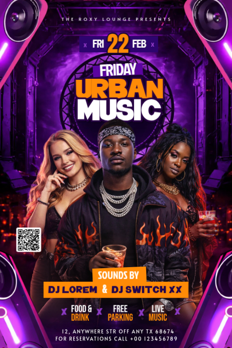 Purple Urban Music Event Poster Template | PosterMyWall