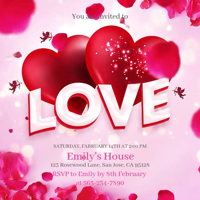 Purple Valentine's Day Invitation Instagram Post Video Template ...