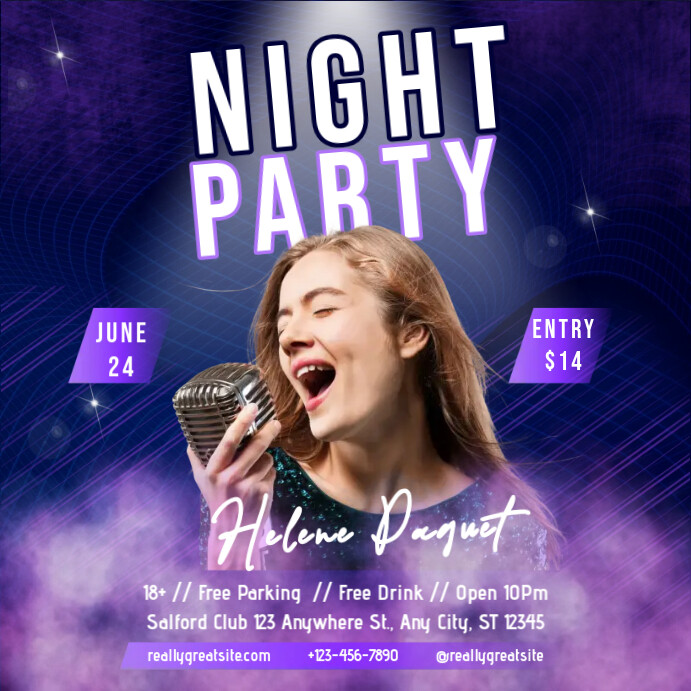 Purple Vibrant Night Party Instagram Post Template | PosterMyWall