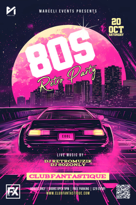 Purple Vintage 80s Party Poster | PosterMyWall