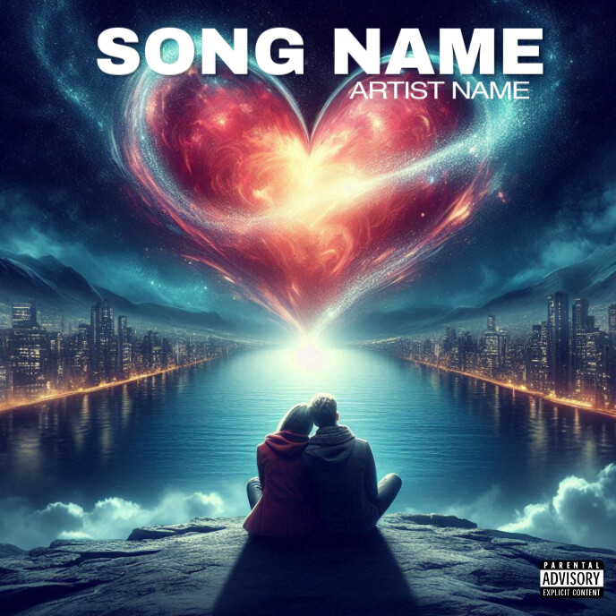 Purple Vintage Couple Love Heart Album Cover Art Album Cover Template ...