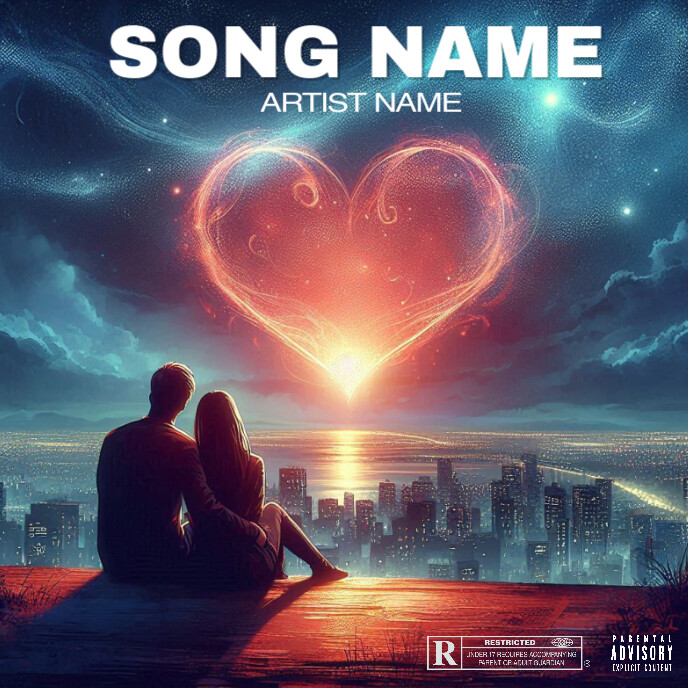 Purple Vintage Couple Love Heart Song Mixtape Cover Artwork Template ...