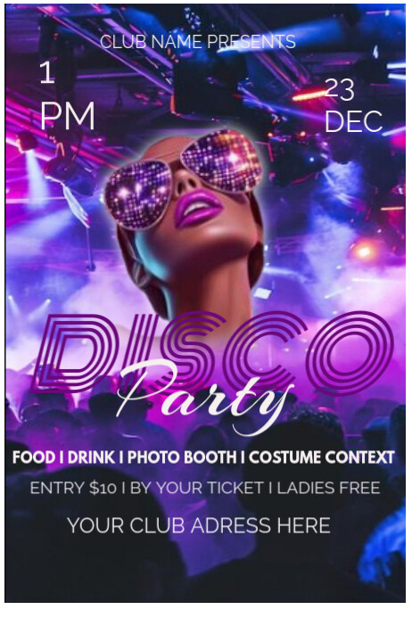 Purple Vintage Disco Party Poster Template | PosterMyWall