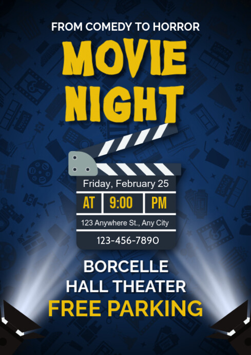 Purple Vintage Movie Night Club Ads Invitatio Template | PosterMyWall