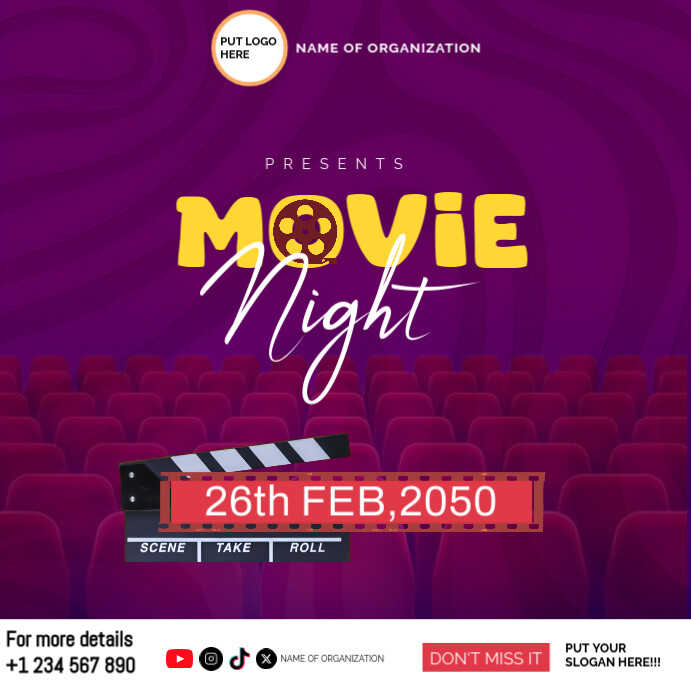 Copy of Purple Vintage MOVIE Square (1:1) | PosterMyWall