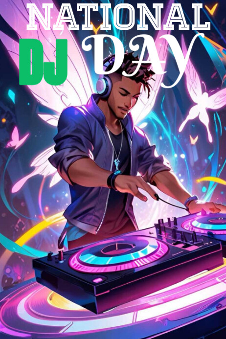 Purple Vintage National Dj Day Poster Template | PosterMyWall