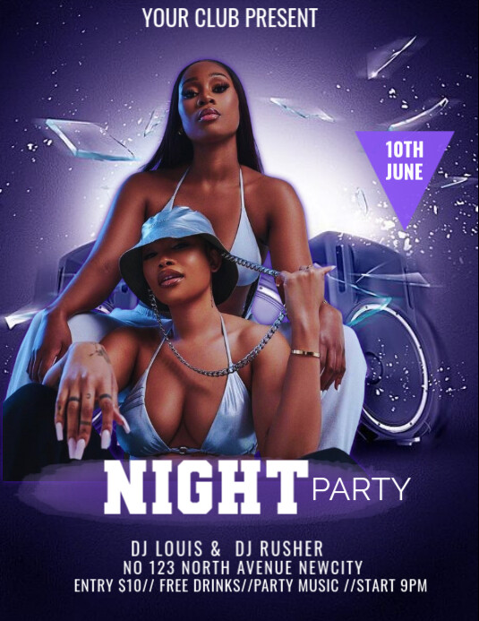 Copy of Purple Vintage Night Party Flyer (us Letter) | PosterMyWall