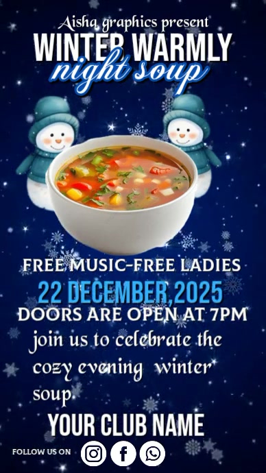 Purple Vintage Winter Night Party Flyer Instagram Reel Template ...