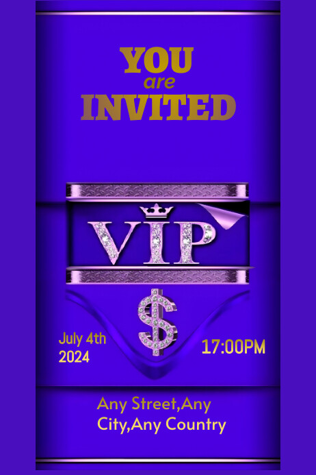 Purple VIP Invitation Card Template | PosterMyWall