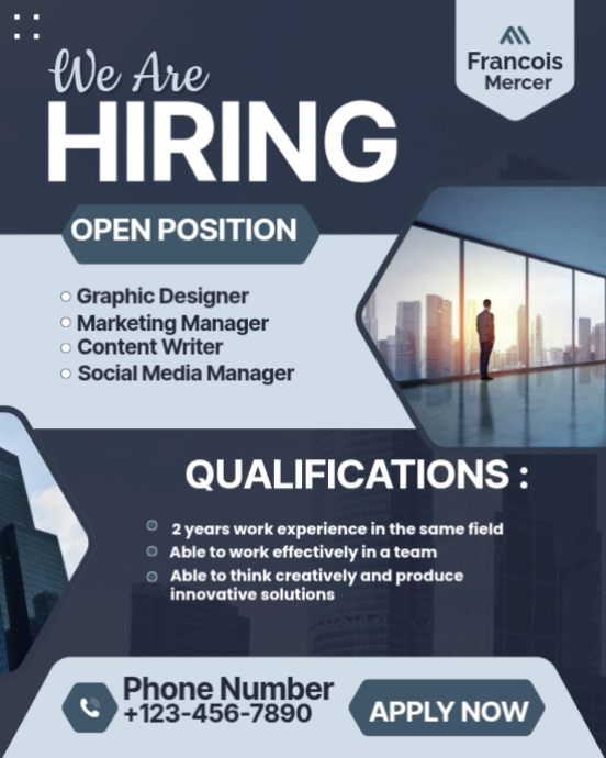 Purple We Are Hiring Instagram Portrait 2026 Template | PosterMyWall