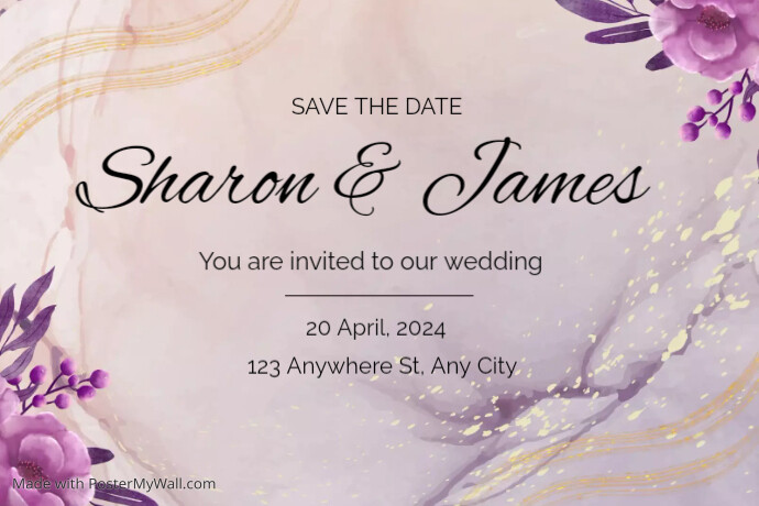 Purple wedding card Template | PosterMyWall
