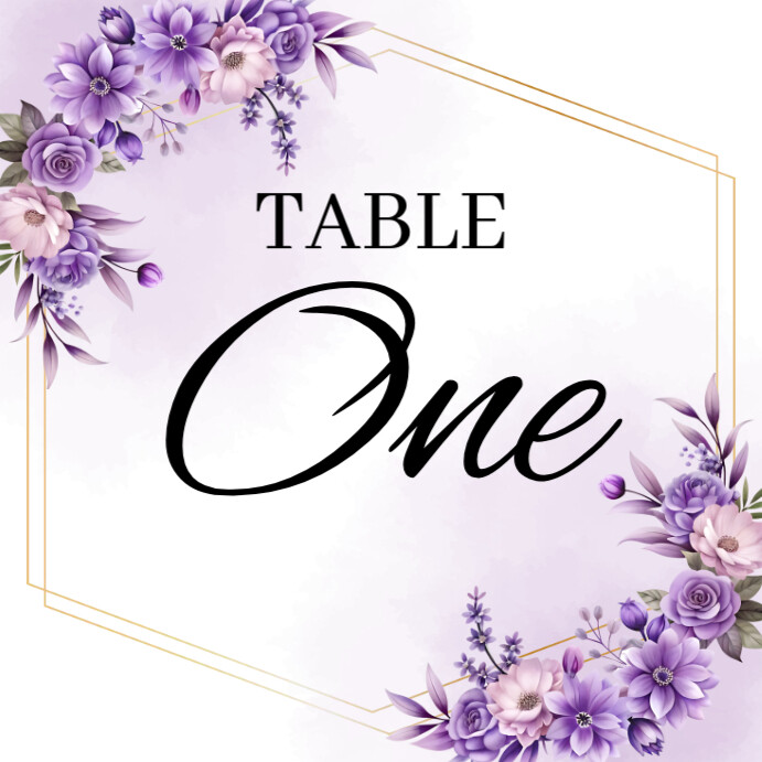 Purple Wedding Floral Table Number Template | PosterMyWall